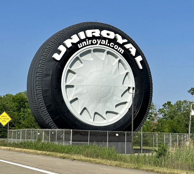 "Is that really a tire?" Yes, yes it is &ndash; standing 80 feet tall and weighing 12 tons of pure roadside wonder.