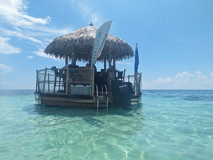 The perfect marriage of boat and bar, this thatched-roof tiki hut transforms ordinary water tours into extraordinary floating experiences.