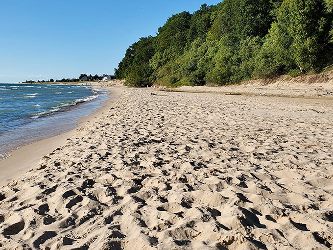 Miles of pristine shoreline await, where Lake Michigan's waves create nature's perfect soundtrack for relaxation.
