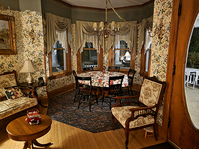 Step into this floral-wallpapered time machine where every pattern somehow works together in delightful Victorian excess.