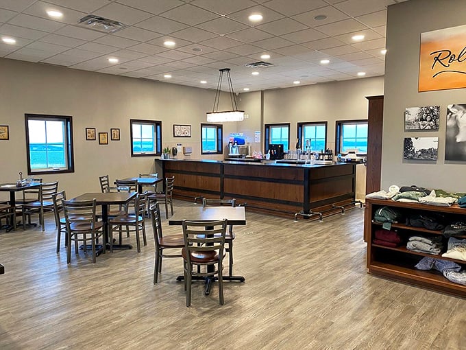 Clean lines and warm wood create a tasting room where comfort meets class without any of the usual wine country pretension.