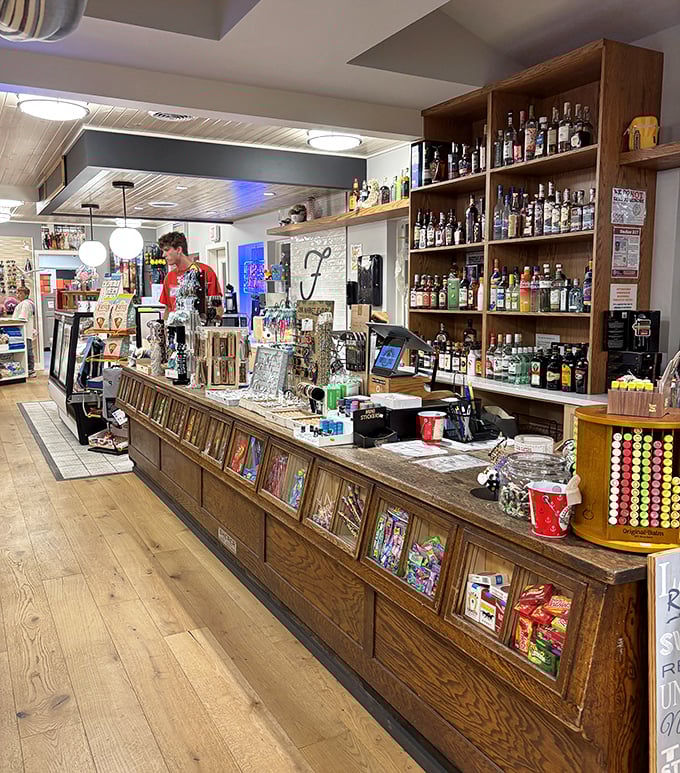 Behind this vintage wooden counter, magic happens daily &ndash; where spirits, souvenirs, and sweet memories are dispensed with equal enthusiasm.