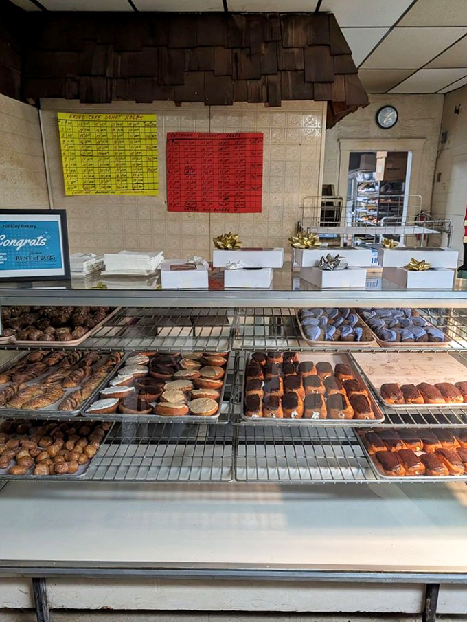 Inside, the no-frills interior lets the star attractions shine – display cases brimming with hand-crafted donuts that put chain offerings to absolute shame.