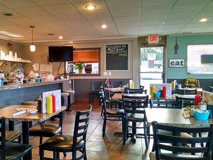 Inside, the warm atmosphere invites you to settle in for a meal that feels like coming home.