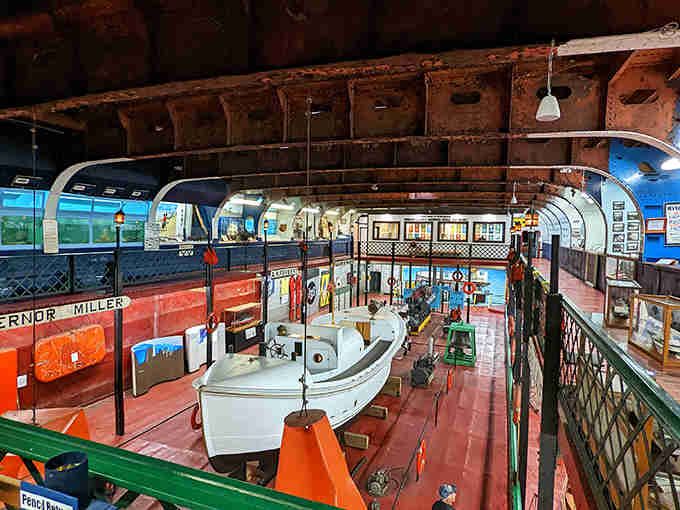 Step inside the Valley Camp's interior and you're transported back in time. The multi-level museum space showcases maritime history while preserving the ship's industrial character.