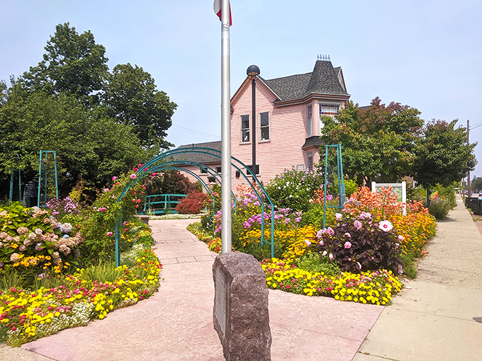 This pocket park packs more color per square foot than a crayon factory explosion – nature's own masterpiece.