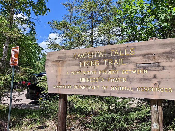 The welcoming sign to adventure &ndash; where Minnesota Power and the DNR joined forces to preserve this natural wonder for all to enjoy.
