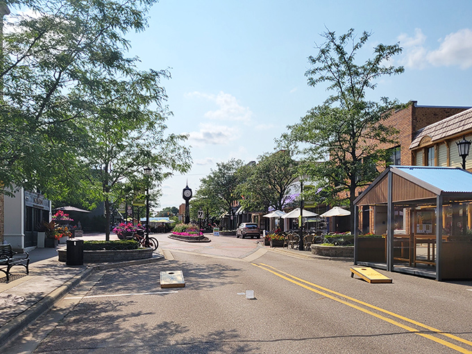 Streets designed for wandering, not just passing through – Northville's downtown invites leisurely exploration and spontaneous discoveries.