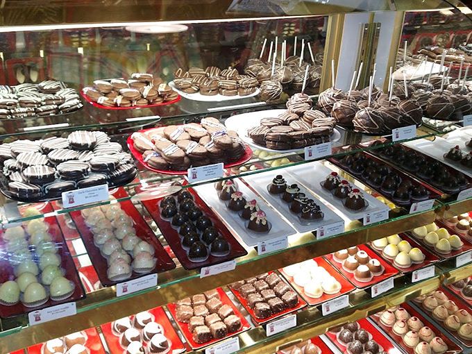 Chocolate dreams come true in this display case &ndash; each truffle a tiny masterpiece that deserves both Instagram fame and immediate consumption.