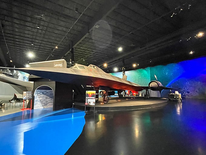 The SR-71 Blackbird &ndash; still looking like it's from the future even though it first flew in the 1960s. Speed demons, eat your heart out! 