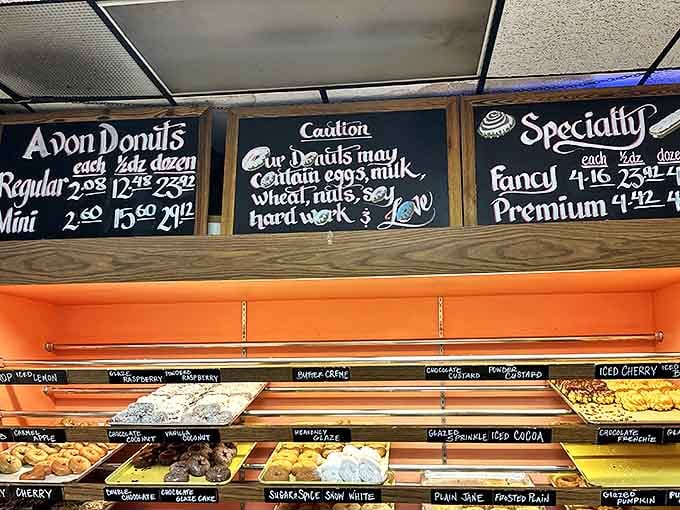 The handwritten menu boards proudly announce their offerings with a charming warning: ingredients include "hard work & love."