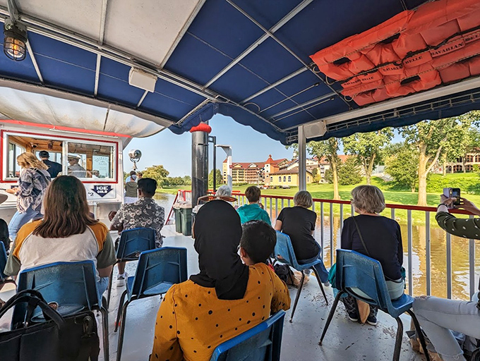Blue chairs, blue canopy, blue sky &ndash; the upper deck seating creates a perfect trilogy of relaxation for passengers seeking that gentle river breeze.