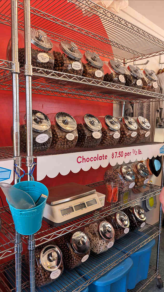 Chocolate heaven exists in these jars! From espresso beans to malt balls, each container holds a different path to cocoa bliss.