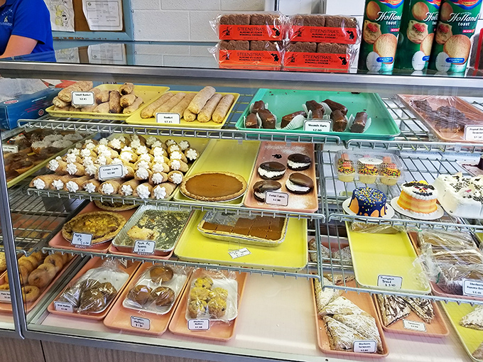 A treasure chest of temptation awaits behind glass &ndash; each tray a canvas of culinary artistry that makes choosing just one item nearly impossible.