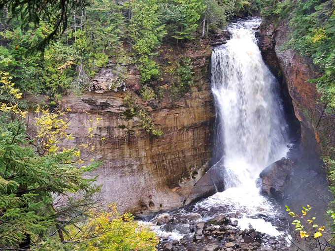 Forty feet of pure Michigan magic, proving that our state's waterfalls can compete with anywhere in the country.
