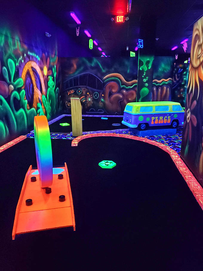 A psychedelic dreamscape awaits inside, where every surface has been transformed into a canvas for neon imagination.