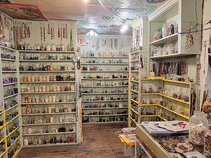 Inside, a treasure trove awaits &ndash; walls lined with thousands of beads organized in a chromatic symphony that makes color-lovers weak at the knees.
