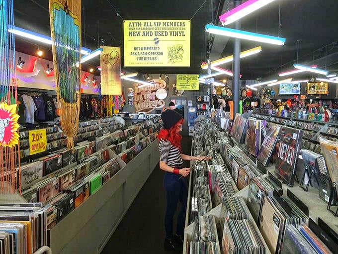 Vinyl paradise awaits inside, where rows of records stretch like a musical Yellow Brick Road. The thrill of the hunt begins here!