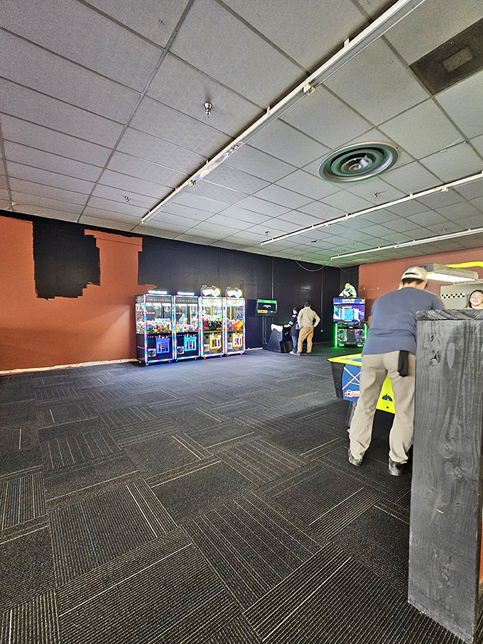 The arcade area offers a perfect cool-down activity between races, with classic games that appeal to competitive spirits.