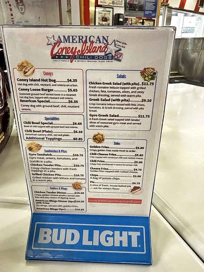 The menu at Lafayette keeps it refreshingly simple &ndash; focusing on what they do best: Coney dogs, loose burgers, and those irresistible chili-topped specialties.