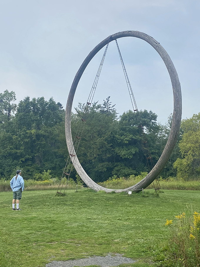 The perfect frame for cloud-watching, this wooden hoop transforms the Minnesota sky into a living masterpiece that changes by the minute.