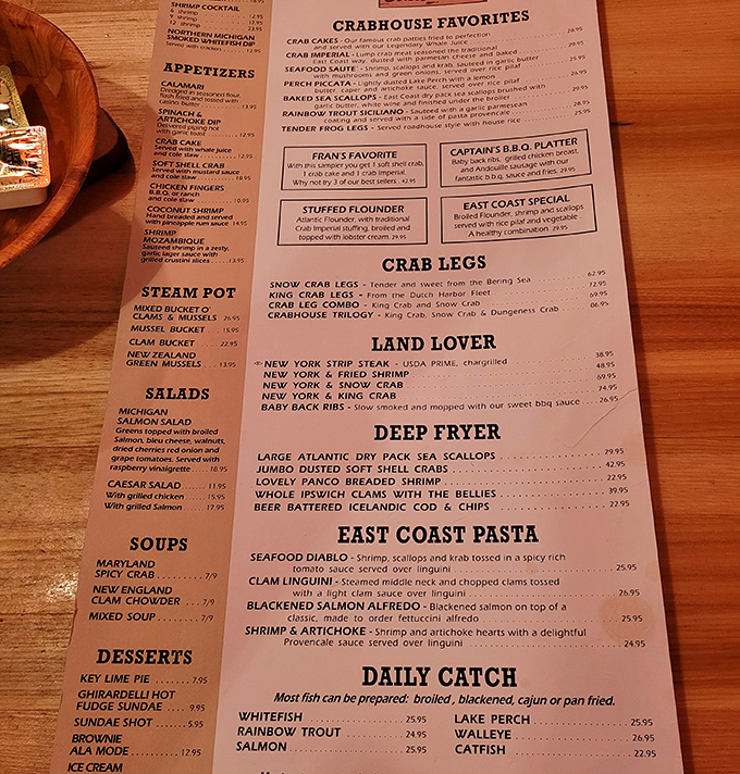 The menu reads like a love letter to the sea, with temptations from Snow Crab Legs to Seafood Diablo.
