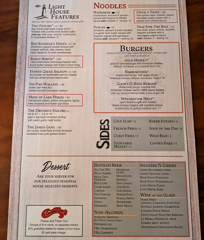 The menu reads like a love letter to comfort food, with everything from legendary French onion soup to hearty burgers and fresh seafood.