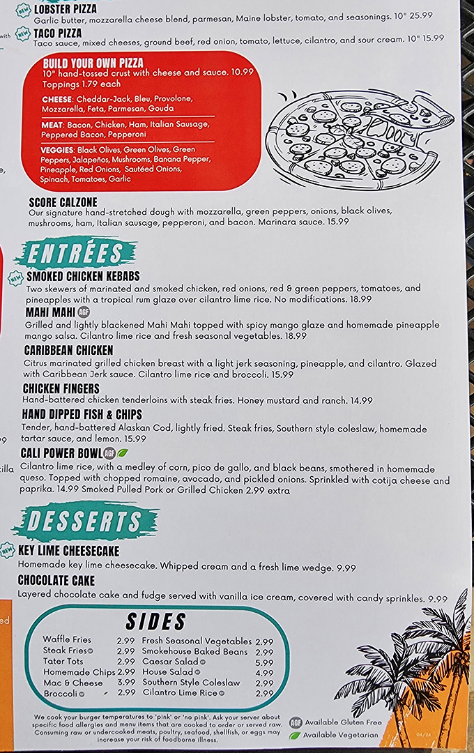 The menu showcases Caribbean-meets-Midwest fusion, with standouts like Lobster Pizza and Taco Pizza tempting even the most decisive diners.