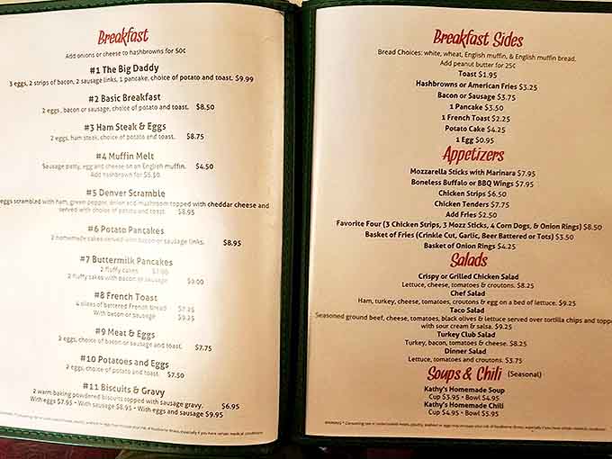 The menu reads like a love letter to American classics – breakfast champions, lunch legends, and sides that refuse to be upstaged.