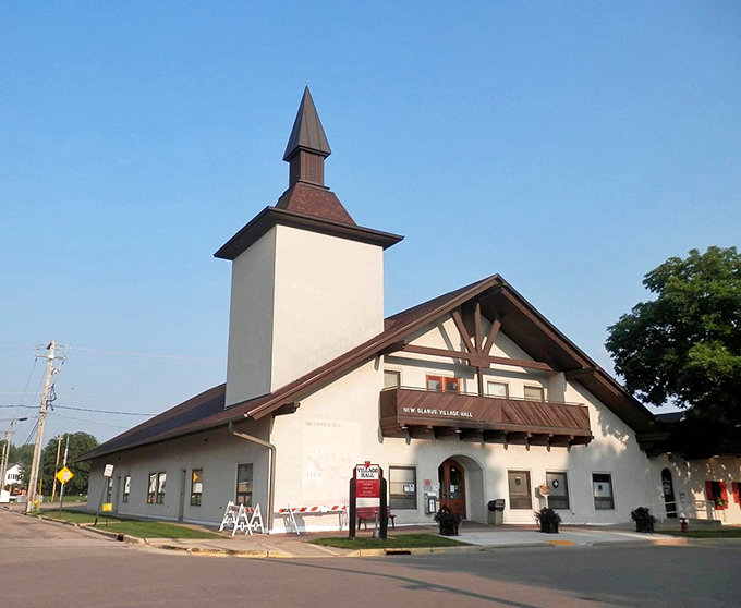 New Glarus Village Hall: This isn't your average municipal building&mdash;it's Swiss architecture with Wisconsin flair, complete with that distinctive alpine silhouette.