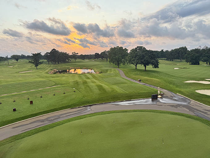 Perfectly manicured greens await golf enthusiasts, where water hazards add challenge and scenic beauty to every round.