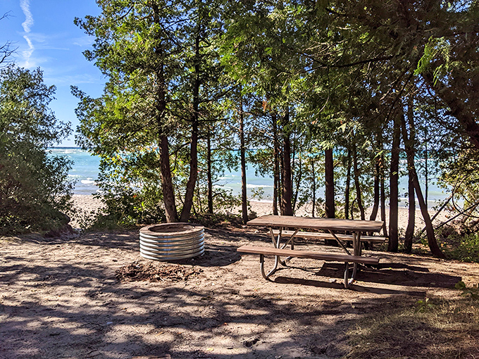 Nature's dining room awaits: This lakeside picnic spot offers million-dollar views with your sandwich, proving luxury is sometimes just good timing.