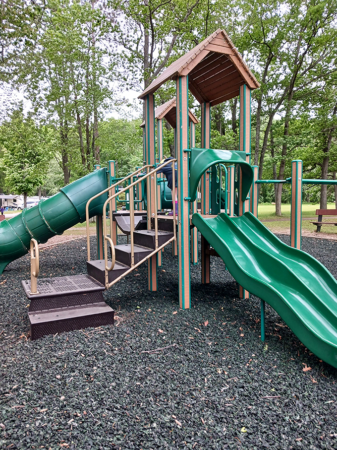 Childhood memories in the making: The park's playground provides entertainment when little ones need a break from splashing in crystal waters.