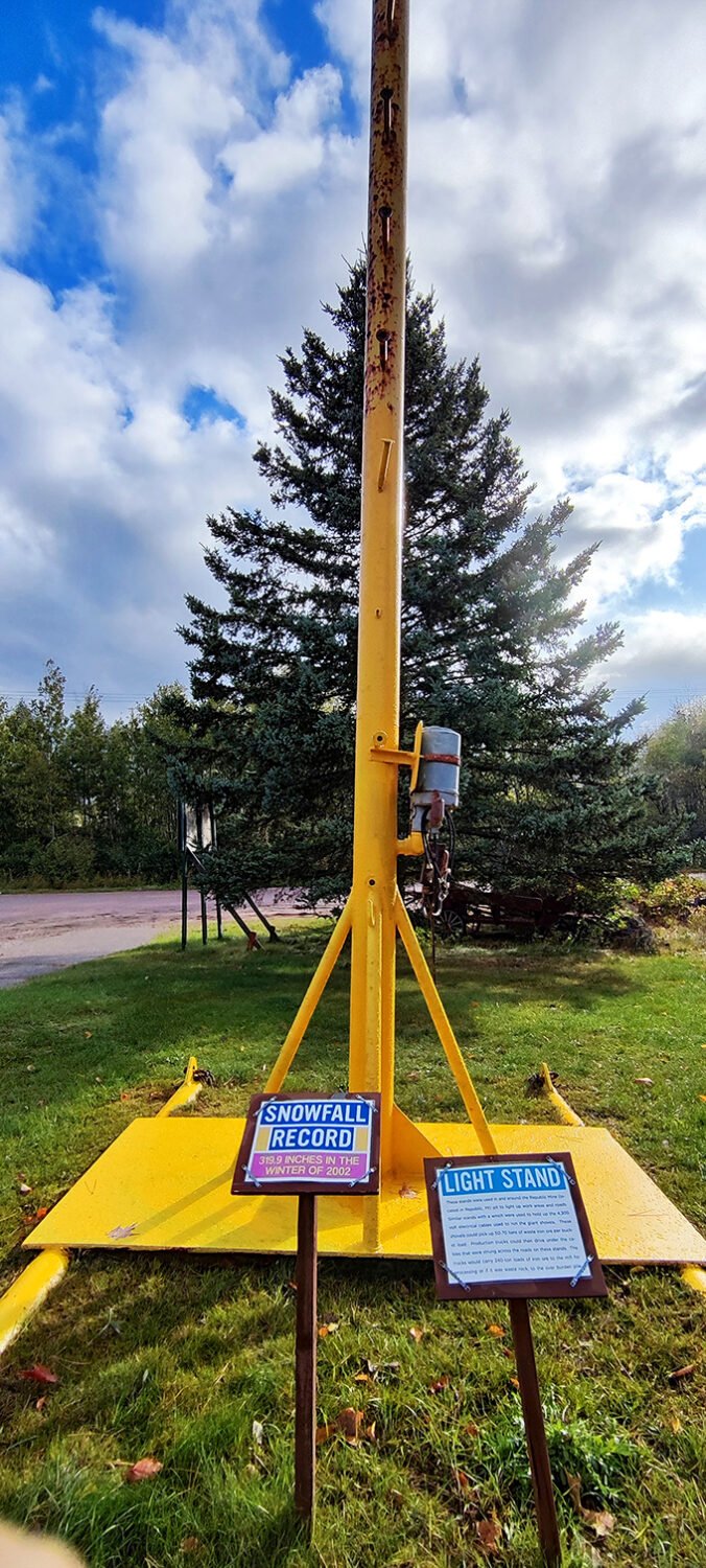 This yellow contraption, marked with a "Snowfall Record" sign, commemorates the impressive 390 inches that blanketed the area in 2002.