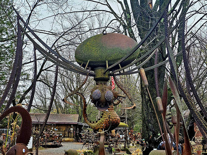Eight legs, countless stories &ndash; this massive metal spider weaves a web of wonder for visitors brave enough to approach.