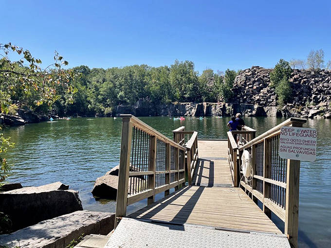 Who needs a fancy resort when you've got these crystal-clear swimming quarries? Nature's own infinity pools await the brave!
