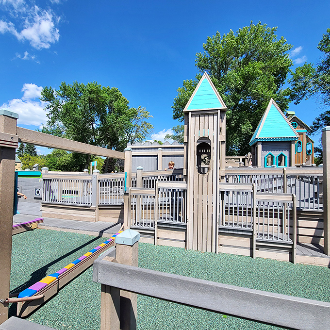 Upper Lake Park's playground proves kids don't need fancy electronics when there are castles to storm and slides to conquer.