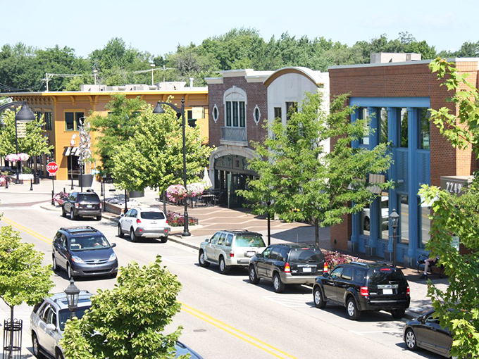 Downtown: Brick buildings with character house local businesses where shoppers stroll unhurried streets that feel worlds away from mall madness.