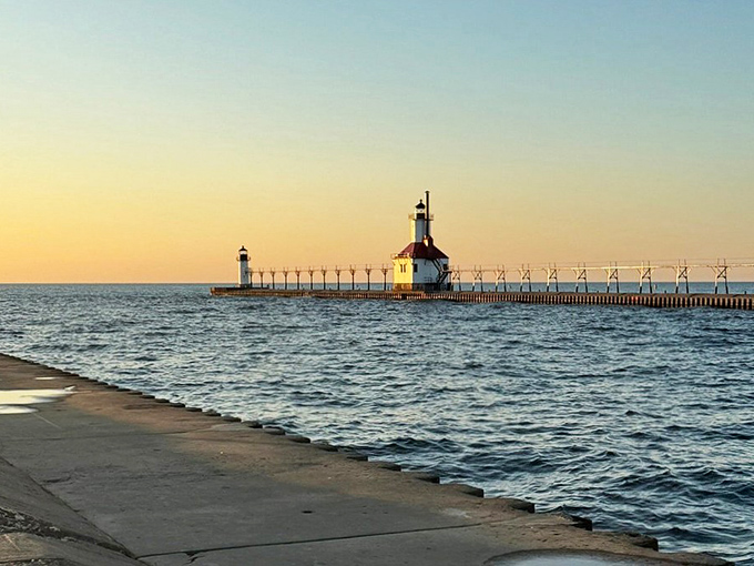 Twin beacons of history, these lighthouses have guided countless sailors safely home through Lake Michigan's notoriously unpredictable waters.