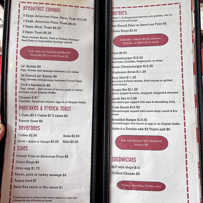 The menu reads like a love letter to American classics – breakfast combos, burgers, and sandwiches that have satisfied hungry Minnesotans for generations.