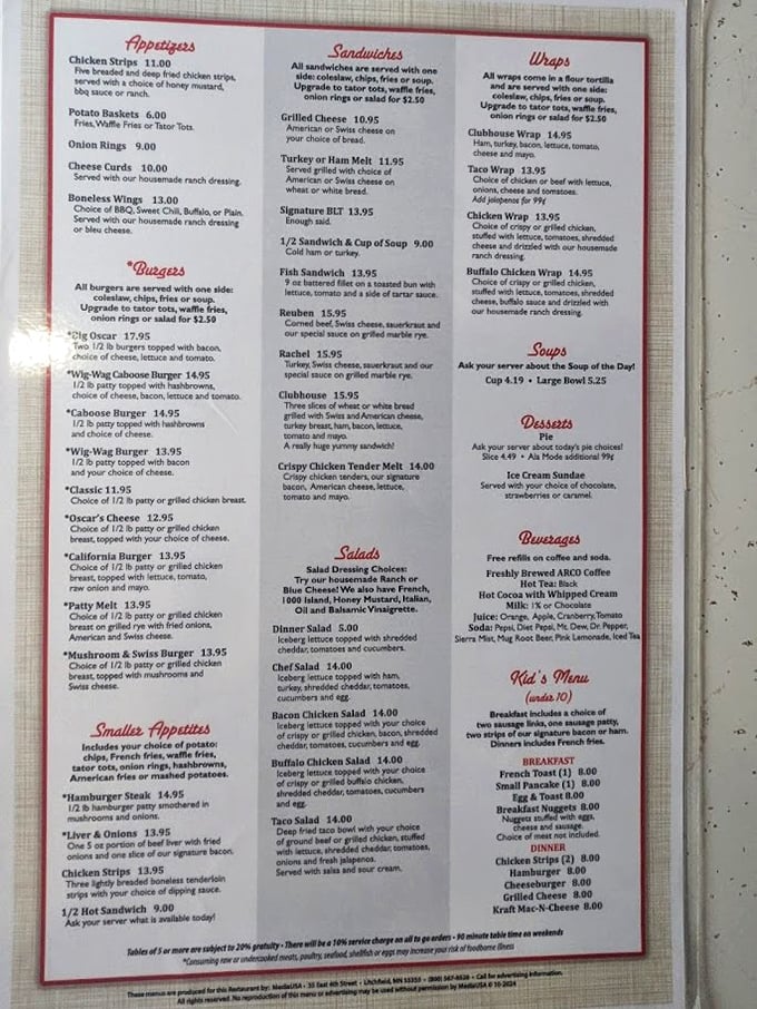 The menu offers everything from classic breakfasts to creative burgers, all designed to satisfy real appetites.