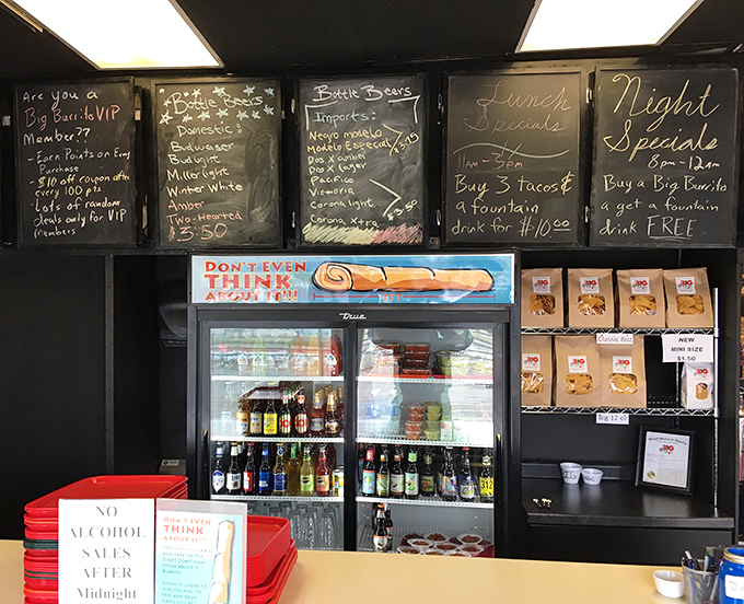 The chalkboard menu tempts with beer specials and lunch deals, but let's be honest &ndash; you're already mentally ordering that signature burrito.