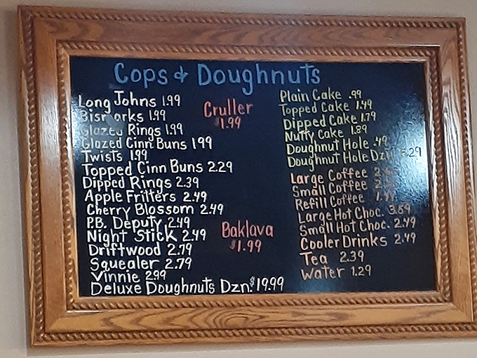 The "most wanted" menu board showcases cleverly named treats like "Night Stick" and "Squealer" – each one guilty of delicious temptation.