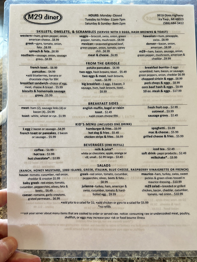 The menu reads like a love letter to American classics, with breakfast options that might make you consider pancakes for dinner.