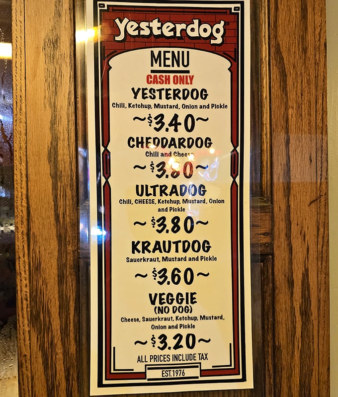 Simplicity is the ultimate sophistication on Yesterdog's no-nonsense menu &ndash; featuring their legendary hot dog creations that have stood the test of time.