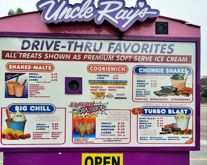 The menu board at Uncle Ray's is like reading a fantasy novel where every character is delicious and the plot twists are made of sprinkles.