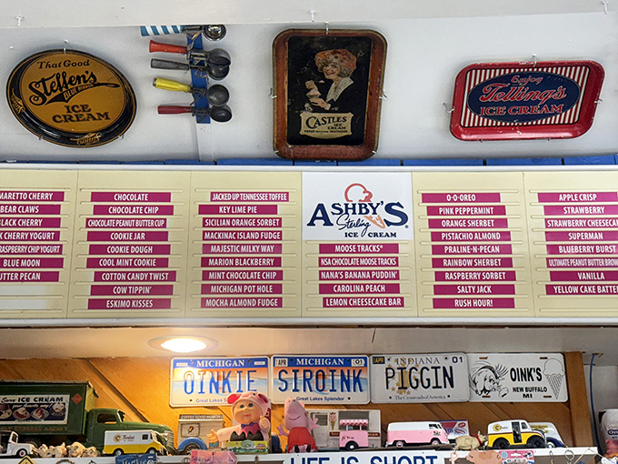 Decision paralysis never tasted so good &ndash; Ashby's ice cream flavors line up like colorful soldiers, each one vying for your affection.