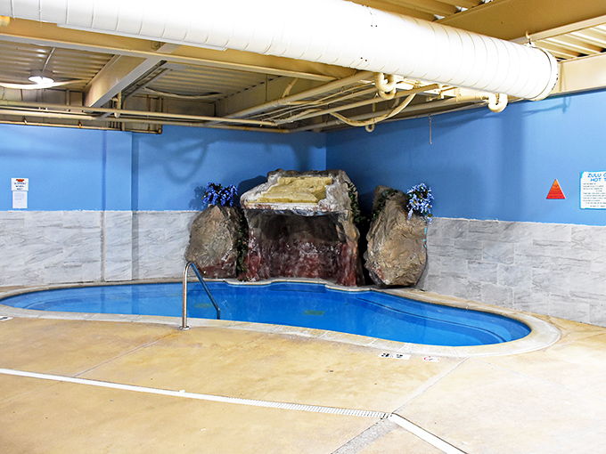 This cozy mini pool area offers a perfect retreat for those seeking warmth and relaxation between adventures.