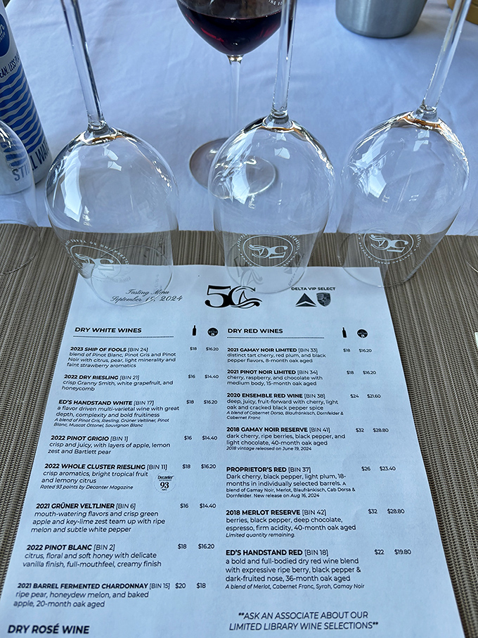 The tasting menu reads like a who's who of cool-climate varietals, with descriptions that make your taste buds stand at attention.