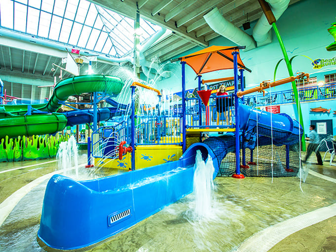 A multi-level aquatic playground where kids become captains of their own watery destiny, complete with sprayers, slides, and surprise soakings.